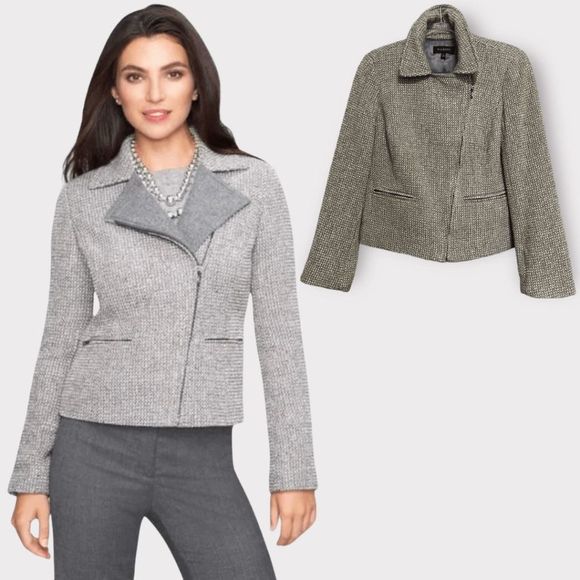 Talbots | Jackets & Coats | Talbots Julianne Tweed Moto Jacket Box Coat ...